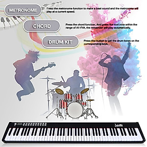 Dulcette DC11 88-Key Portable Piano Keyboard | Built-In Speakers | Semi-Weighted Keys | Sustain Pedal MIDI/USB | Electric Keyboard Piano 88-Keys | Music Stand | FREE CARRYING BAG (Black)