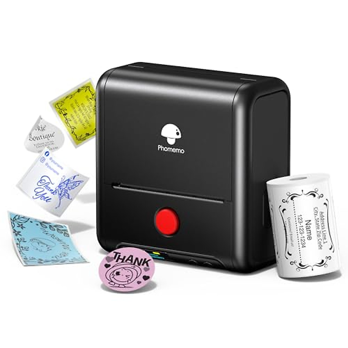 Memoqueen Thermal Label Maker, M200 Bluetooth Thermal Label Printer, 3 Inch Address Label Maker for Small Business, Home, Office, Barcode, Logo, Black