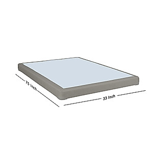 Greaton, 4-Inch Sturdy Wood Box Spring for Mattress Support - Durable and Fully Assembled, Natural Wood Foundation for 74" x 33", White.