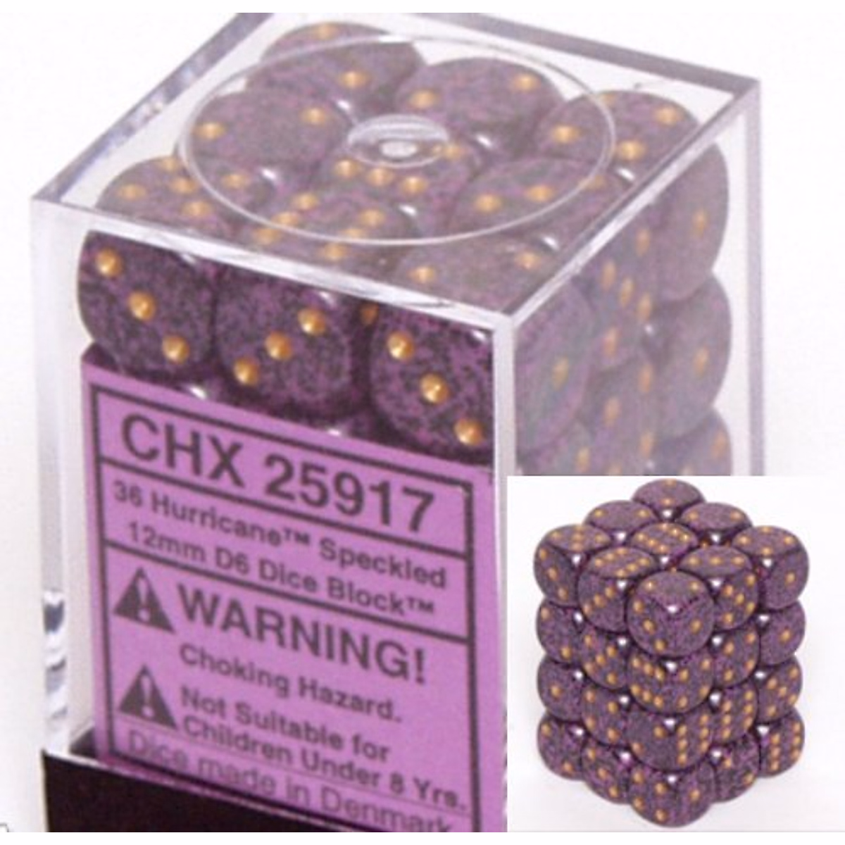 Chessex Dice d6 Sets: Hurricane Speckled - 12mm Six Sided Die (36) Block of Dice
