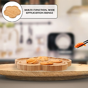Hemoton Wood Serving Tray Flower Shaped Dessert Plate Food Tray Dinner Plate Serving Platter Appetizer Plates for Steak Fish Seafood Cooking Baking Yellow