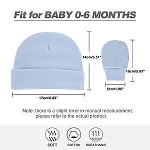 UTTPLL Baby Hats Mittens Set Unisex Newborn Beanie Cap No Scratch Cotton Gloves Toddler Boy Girl Hospital Hat 0-6 Months Red One Size