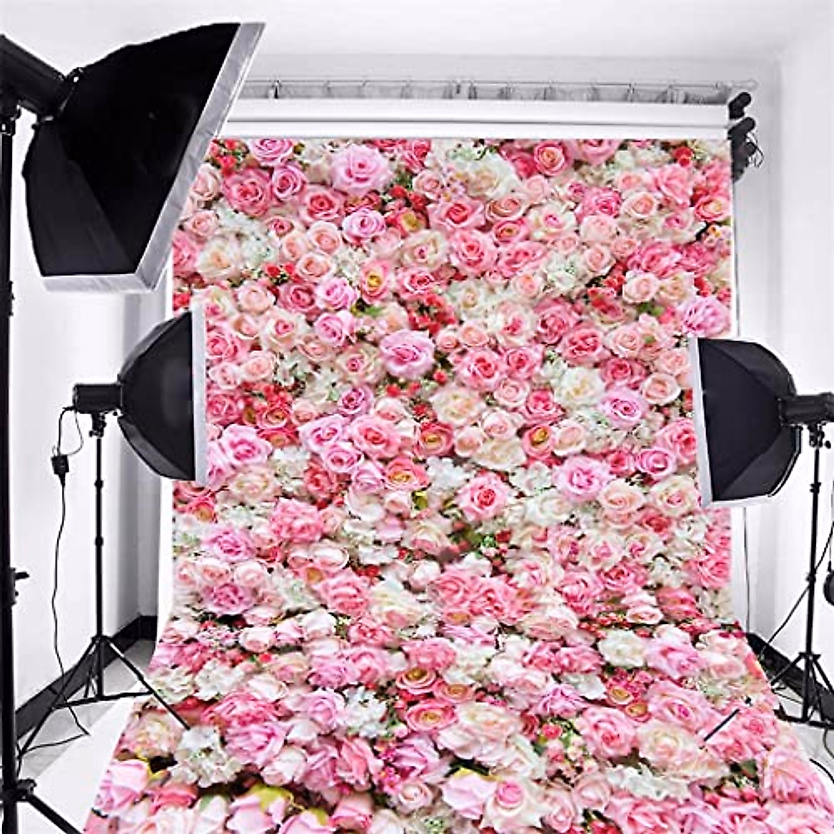 ZSEDP 1.5x2.1m 5x7ft Wedding Rose 3D Flowers Wall Studio Backdrop Photography Photo Background Cloth Party Weding Decor