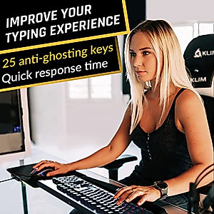KLIM Rival Wireless Gaming Keyboard RGB US Layout - New 2023 - Slim Durable Ergonomic Quiet Silent Soft Sound Keys 25 Anti-Ghosting - RGB Backlit Wireless Keyboard Gaming for Laptop PC/Mac