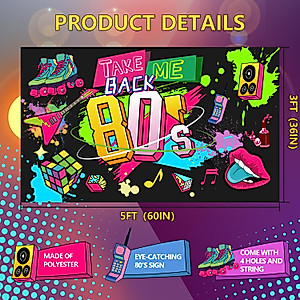 5x3ft 80s 90s Party Decorations, 80s Theme Party Backdrop for Photography Graffiti Wall Decor, Back to The 80s Retro Hanging Background for Birthday Party (80s)