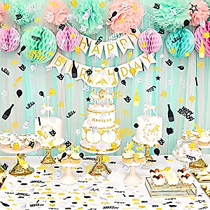 3000PCS Black Gold Silver 18th Happy Birthday Confetti Decorations with Diamonds Black Gold 18th Birthday Party Table Decor Metallic Foil Confetti Scatter for Boys Girls Birthday Anniversary Party DIY