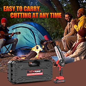 Mini Chainsaw 6-Inch Cordless - Handheld Electric 21V Battery Powered Hand Chainsaw - Small Pruning Shears Chain Saw for Tree Branches Trimming Wood Cutting (2Pcs Batteries)