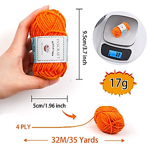 Inscraft 62 Acrylic Yarn Skeins, 2170 Yards Yarn for Knitting and Crochet, Includes 2 Crochet Hooks,2 Weaving Needles,10 Stitch Markers, Perfect Crochet Beginner Kit for for Adults Kids