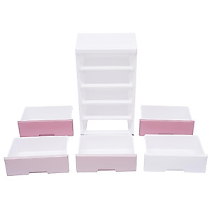 Xianikoho Storage Cabinet for Toy Organizers and Storage Bedroom Clothing Drawer Cabinet and Craft 5 Drawer Plastic Storage Canisters Sets with Shelving Units and Storage (Gradient Pink)
