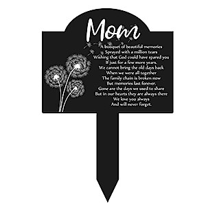 Mom Memorial Stakes Cemetery Grave Plaque Stake Markers Memorial Dandelion Plaques for Outdoors Sympathy Garden Stake Acrylic Waterproof Garden Grave Decoration for Cemetery Outdoor Yard Decor