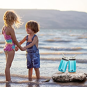 AceCamp 2 Pack-Kids Water Bottle with Straw for School Kids Boys Girls,12OZ Children Toddler Water Bottle Small with clip Tritan BPA Free for Backpack Outdoor Sports Travel Portable and Leakproof