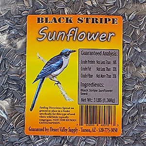 Desert Valley Premium Striped Sunflower Seed - Wild Bird - Wildlife Food, Cardinals, Squirrels, Jays & More (3-Pounds)