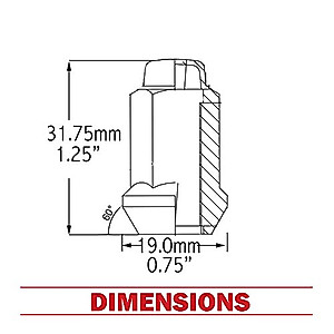 Wheel Accessories Parts Set of 16 Chrome 10x1.25 ATV Lug Nuts Bulge Acorn Seat 1.25" Long, 14mm Hex - Fits Honda, Suzuki, Yamaha & Arctic Cat ATV/UTVs and 550/850 Polaris Sportsman XP ATVs