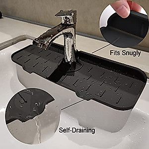 Kitchen Sink Splash Guard, Silicone Faucet Mat Sink Water Splash Guard, Faucet Splash Catcher, Silicone Deflector Under The Faucet, Keep Kitchen, Bathroom Sinks Dry (Black)
