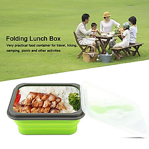 Aramox Lunch Box, 600ml Silicone Collapsible Portable Lunch Box Bowl Folding Food Storage Container Microwave Box (Green)