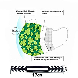 20-50PCS Holiday Disposable Face Mask for Adult, Easter St Patrick's Day Masks Protection with Silicone Mask Ear Strap (St Patrick's Day Shamrock, 50PCS)