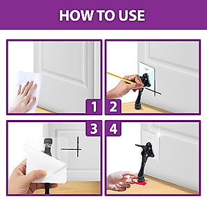 Door Stopper with Adhesive Bracket Stickers, No Drilling or Tools Needed, Available for All Doors, Door Holder, Heavy Door Stop, KickDown Door Stoppers, Bottom of Door by HASHI (White/Bracket)