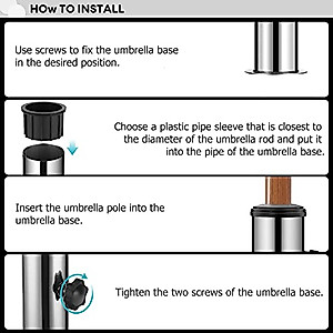 Universal Granite Umbrella Stand Tube Outdoor, Stone Umbrella Stainless Steel Tube Base for Outside, Heavy Duty Marble Flag Pole Stake Holder, Table Umbrella Tube Bracket,DIY Metal Tube Umbrella Mount