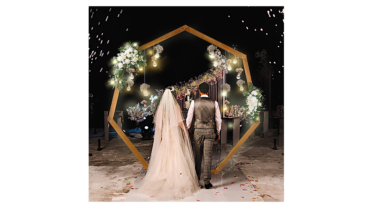 Heptagonal Wooden Arch for Elegant Weddings - 7.2FT