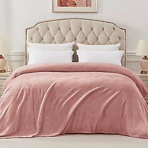 Exclusivo Mezcla Fleece Blanket Twin Size for Bed, Super Soft and Warm, All Season Use, Cozy, Plush, Lightweight, 60x80 Inches Dusty Pink