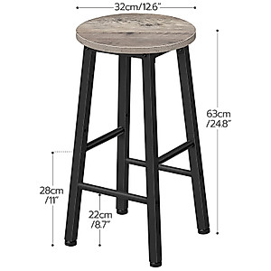 HOOBRO Bar Stools Set of 2, Counter Height Bar Stools, 25.8" Bar Stools for Kitchen Island, Industrial Kitchen Bar Chairs, for Dining Room, Kitchen, Bar, Greige and Black BG07BY01G1