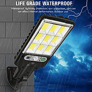 3 Modes IP65 Waterproof Durable Outdoor Solar Powered Street Lights Dusk to Dawning with Motion Sensor LED Floods Light for Yards, Farms,Parking Lot, Drive-Way (A)