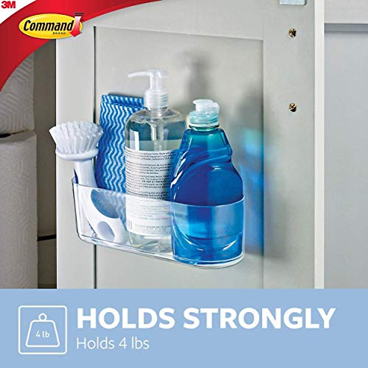 Command HOM-15 Large, Organize Damage-Free, 1, 4 Strips Caddy, Clear, 2 Count