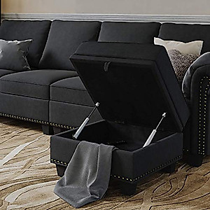 Nolany Convertible Sectional Couch L Shaped Sofa Couch with Storage Reversible Sectional Sofa for Small Space, Dark Grey