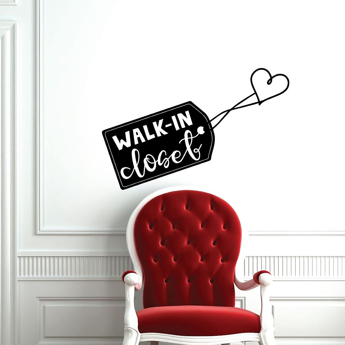 Walk in Closet - Tag Price Tag Closet Signage Closet Wall Decor Cute Heart Design Dress Tag Vinyl Wall Art Decal Sticker Home Closet Area Dressing Room Dressing Area Wardrobe Cabinet Size (4x10 inch)