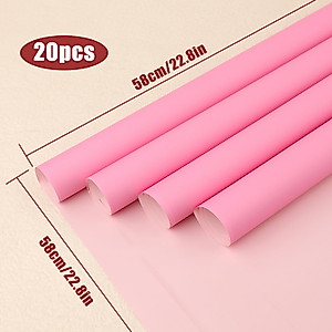 LUTER 20 Sheets Flower Wrapping Paper, 22.8x22.8 inch/58x58cm Floral Bouquet Wrapping Paper Double Sided Color Flower Packing Paper for Wedding Graduation Valentine's Day(Orchid Purple & Light Pink)