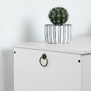 MAHANCRIS 39.4" Toy Chest, Sturdy Entryway Storage Chest with Safety Hinges, Retro Toy Box, Wooden Look Accent Furniture for Living Room, Bedroom, White SCWT48101Z1