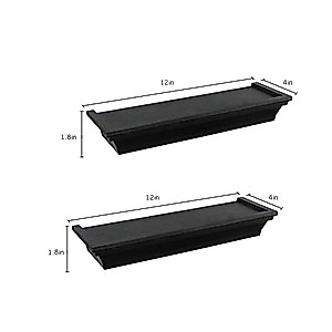 Rienias Floating Shelves Wall Mounted Set of 2,Wall Decor for Bedroom,Living Room,Bathroom (Black)