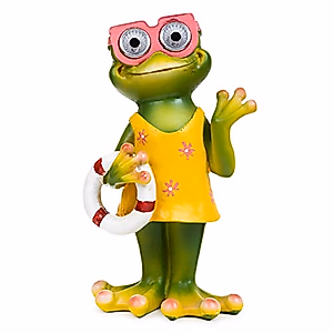 Blazin' Bison Frog Yard Decorations | Outdoor Decor – Garden Statues and Figurines | Solar Lawn Ornaments for Patio, Balcony and Deck | Weather Resistant - LED | Gifts for Patio | Auto On/Off (Girl)