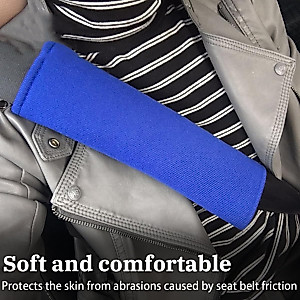 BESULEN Auto Seat Belt Cover, 2 Pack Car Safety Seatbelt Shoulder Pad for More Comfortable Driving, Universal Soft Harness Pad for Backpack Handbag Camera Straps, Compatible with All Cars (Blue)