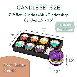 Chakra Candle Box Set of 7 with Crystals Inside | for Aromatherapy, Meditation, Yoga, Reiki and Mindfulness | Gift Box Candles