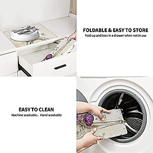 Light Brown Eiffel Tower Printed Drying Mat For Kitchen Ultra Absorbent Microfiber Dishes Drainer Mats Non-Slip Silicone Quick Dry Pad - 18 X 16inch