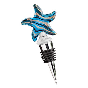 FASHIONCRAFT 6103 Murano Inspired Glass Collection Starfish Design Wine Bottle Stoppers, Beach Themed Favors, Pack of 1