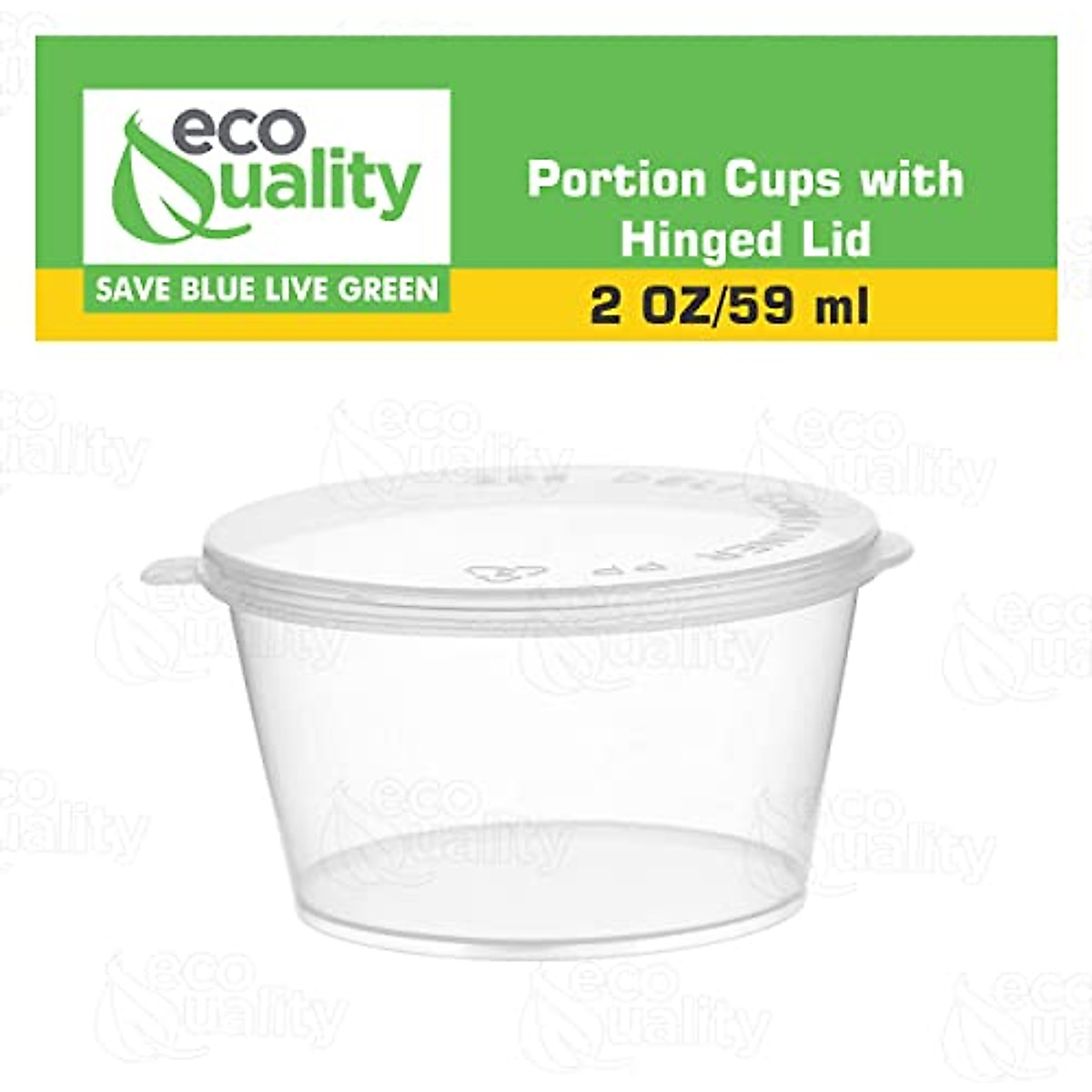 EcoQuality [100 PACK 2 Oz Leak Proof Plastic Condiment Souffle Containers with Attached Lids - Portion Cup with Hinged Lid Perfect For Sauces, Samples, Slime, Jello Shot, Food Storage & More!