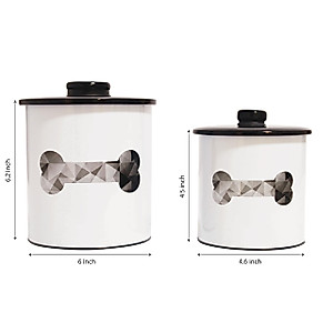 Define Marvelous 2pc Set Dog Treat Container with Lid, Round Tin Dog Treat Storage Jar for Countertop (Bone)