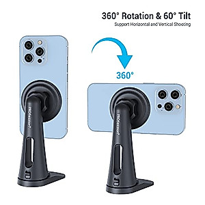 PROfezzion 2 in 1 Magnetic Phone Tripod Mount Holder and Desktop Stand Compatible with MagSafe for iPhone 12, 13, 14 Pro Max, iPhone 14 Plus & MagSafe Case - No Metal Plate Required