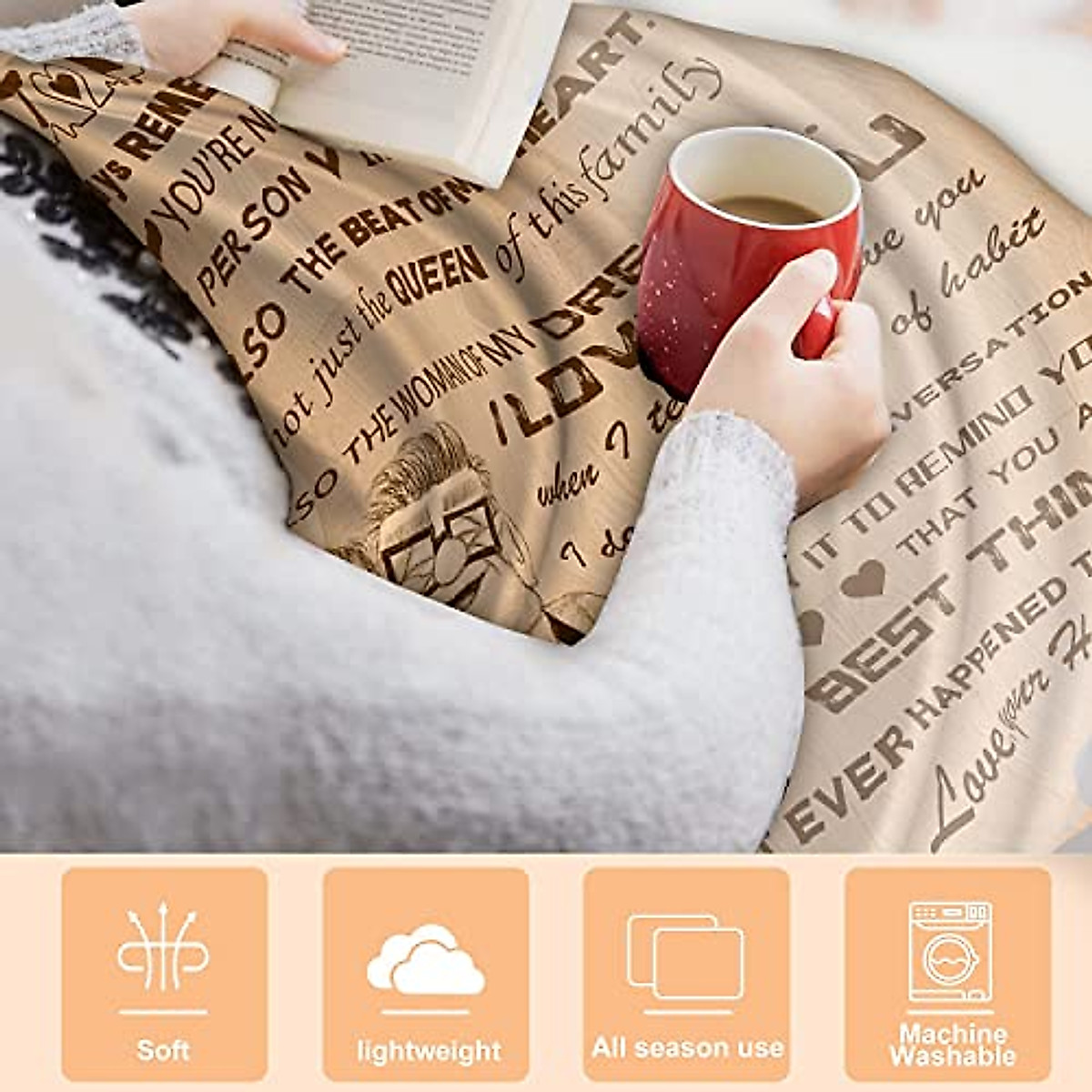 Ghyruio for Wife Birthday for Her Wife Gifts from Husband Romantic Weeding Gift for Women to My Wife Flannel Throw Blankets for Valentines Mothers Day