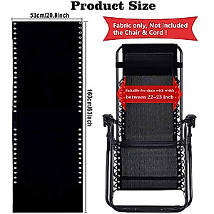 2 Pack Zero Gravity Chair Replacement Fabric, Gray Repair Cloth for Anti-Gravity Lounge, Mesh Part for Patio Sling Folding Recliner Couch Outdoor Pool Lawn for Chair Size Between 17.5 to 18.5 Inches