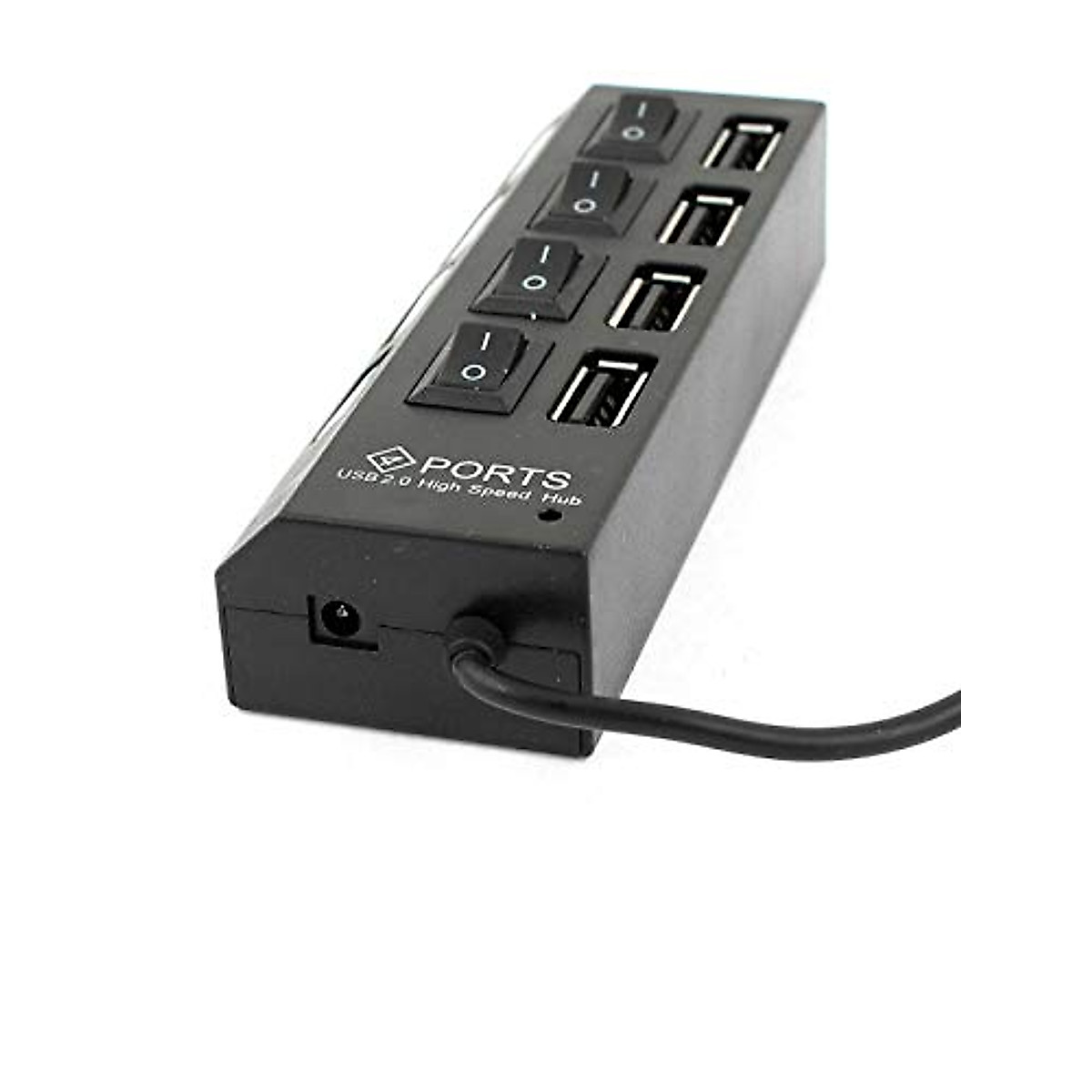 Connector and Terminal 50cm Cable Blue Led ON/Off Switch Hi-Speed USB 2.0 Hub 4 Ports Black for Laptop