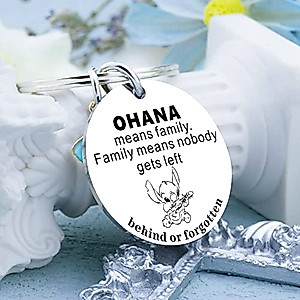Stitch Gifts for Daughter Son Stich Birthday Gift Ohana Means Family Cute Keychains Gifts for Boys Girls Gift for Best Friend Stocking Stuffers for Teen Cartoon Accessories, Silver