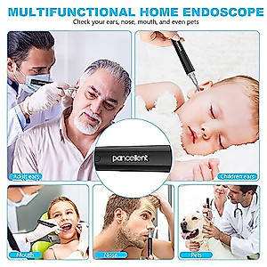 Pancellent Digital Otoscope Camera with Light, Ear Camera, Video Ear Scope with Ear Wax Removal Tools, Ear Endoscope Cleaner, Compatible with iPhone, iPad, Android Smart Phone (Basic Edition Black)