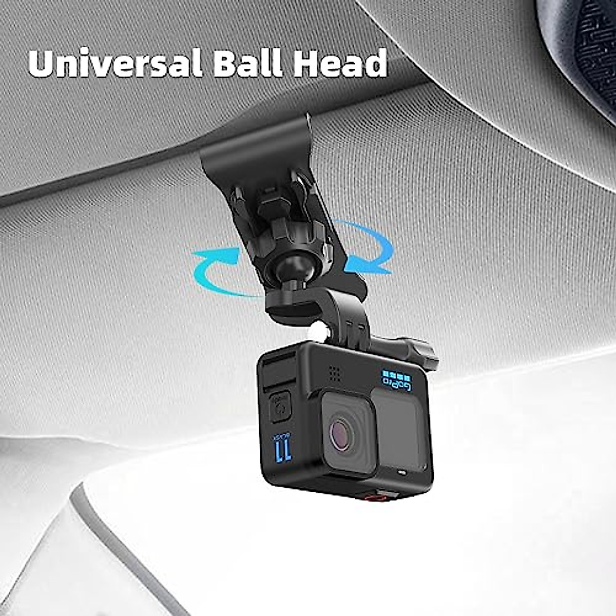 SUREWO Car Sun Visor Mount, Quick Clip Sun Visor Mount with Universal Ball J Hook Compatible with GoPro Hero 12 11 10 9 8 7 6 5 Black,DJI Osmo Action 3,AKASO and More