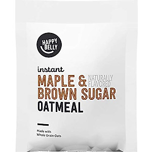 Amazon Brand - Happy Belly Instant Oatmeal, Apple & Cinnamon, Maple & Brown Sugar, 30.33 oz, 1.51 ounce (Pack of 20)