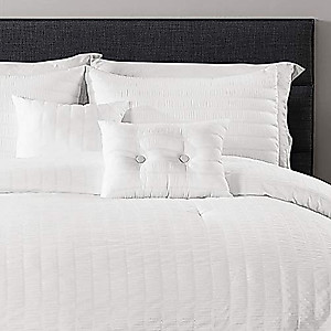 Lush Décor Farmhouse Seersucker 5-Piece Full/Queen Comforter Set (White)