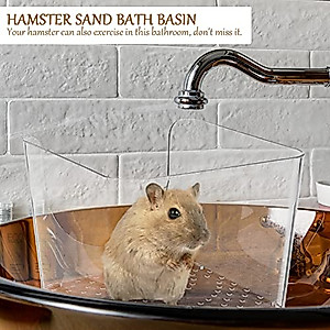 Ipetboom Hedgehog Supplies Hamster Sand Bath Box Acrylic Clear Hamsters Sand Bath Shower Toilet Square Digging Sand Container for Mice Hedgehog Squirrel Gerbils Hamster Accessories