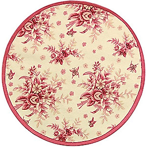 SAFAVIEH Chelsea Collection 5'6" Round Ivory / Rose HK250C Hand-Hooked French Country Wool Area Rug